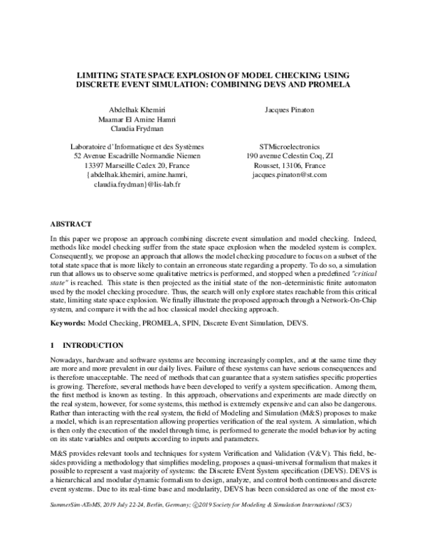 Pdf Limiting State Space Explosion Of Model Checking Using Discrete