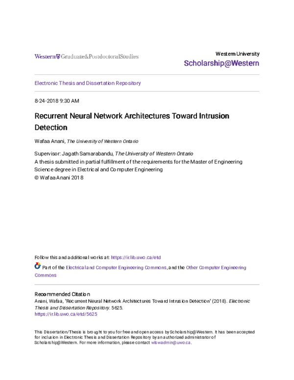 (PDF) Recurrent Neural Network Architectures Toward Intrusion Detection