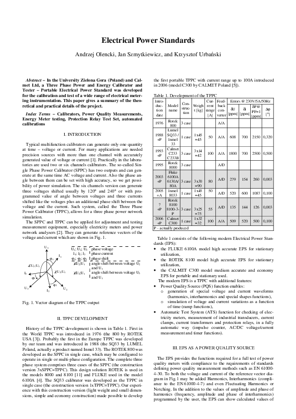 (PDF) Electrical Power Standards