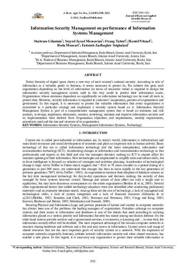 (PDF) Information Security Management on performance of Information ...