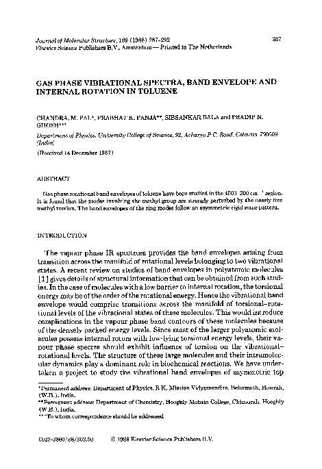 (PDF) Gas phase vibrational spectra, band envelope and internal ...