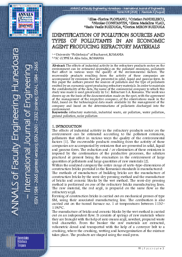 (PDF) Identification of Pollution Sources and Types of Pollutants in an ...