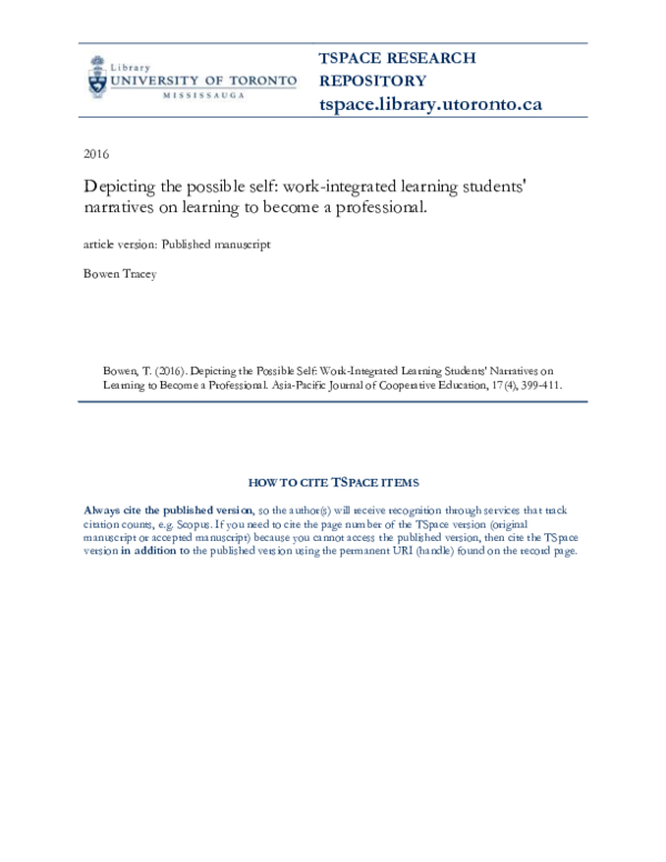 (PDF) Depicting the possible self: Work-integrated learning students ...