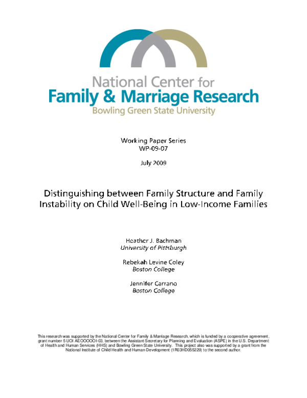(PDF) Running Head : FAMILY STRUCTURE AND INSTABILITY Distinguishing ...