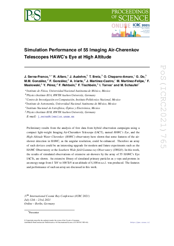 (PDF) Simulations Performance of a 55 Imaging Air-Cherenkov Telescopes ...