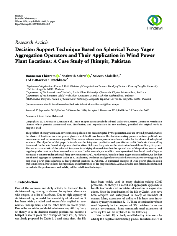 (PDF) Decision Support Technique Based on Spherical Fuzzy Yager Aggregation Operators and Their ...