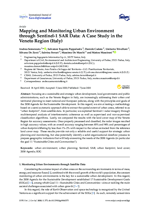(PDF) Mapping and Monitoring Urban Environment through Sentinel-1 SAR ...