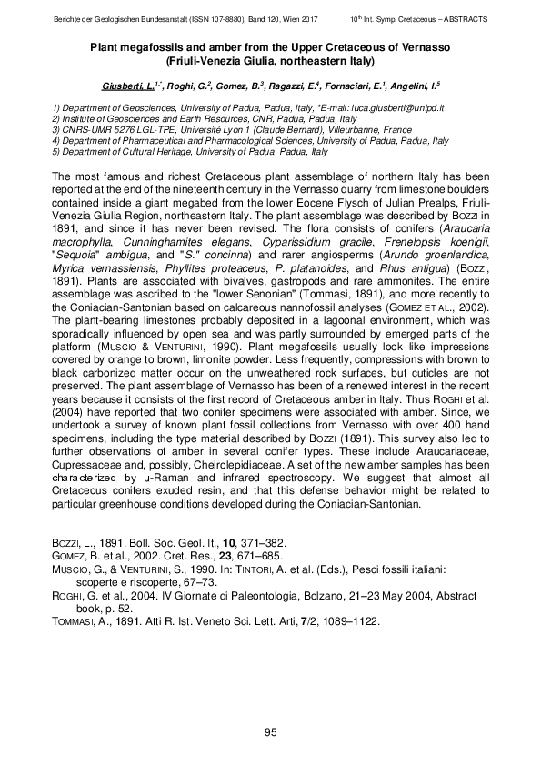 (PDF) Plant megafossils and amber from the Upper Cretaceous of Vernasso ...