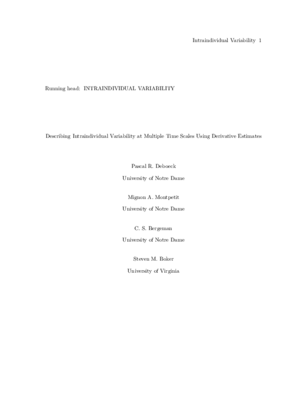 (PDF) Intraindividual Variability 1 Running head: INTRAINDIVIDUAL VARIABILITY Describing ...