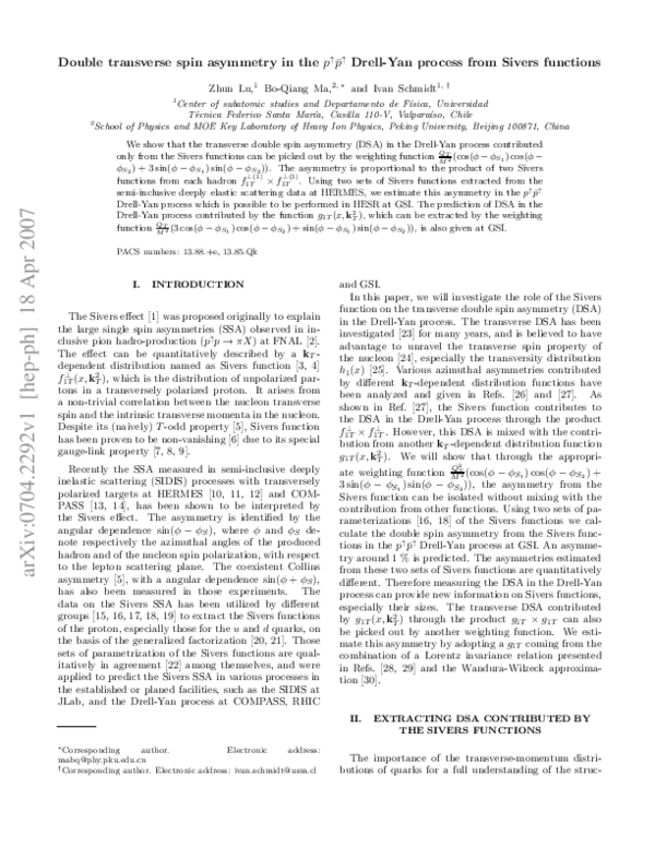 (PDF) Drell-Yan process from Sivers functions