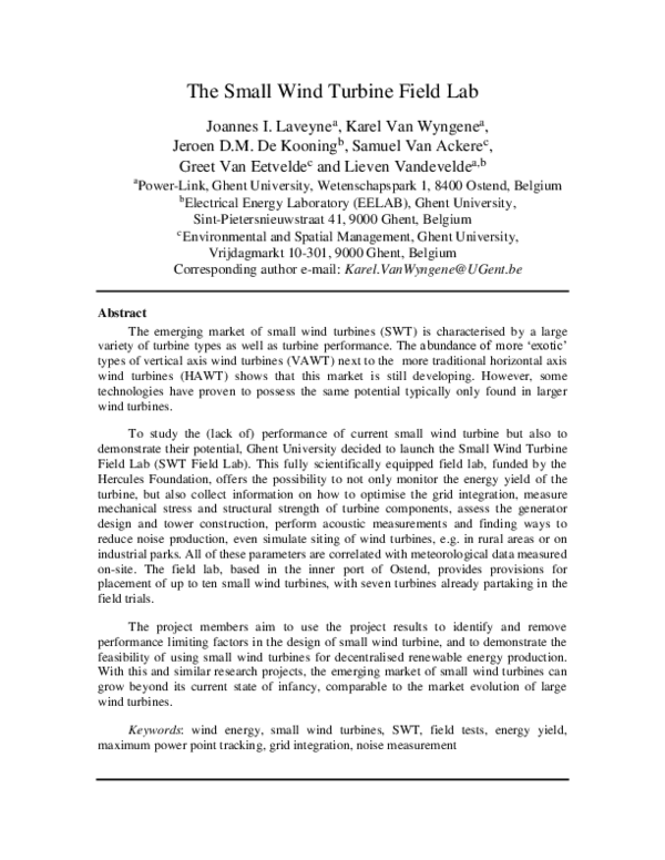 (PDF) The small wind turbine field lab