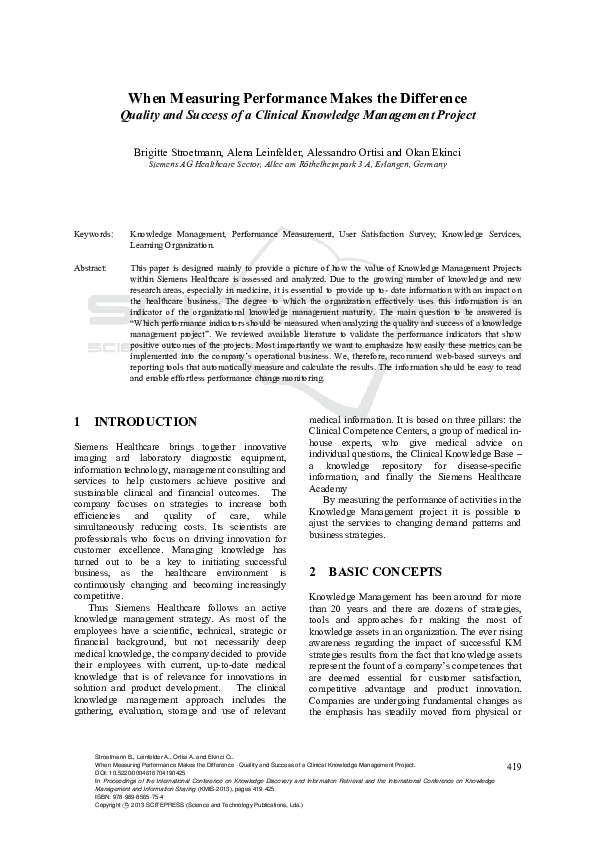 (PDF) Measuring Success in Healthcare Knowledge Management