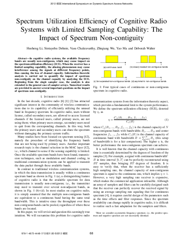 Pdf Spectrum Utilization Efficiency Of Cognitive Radio Systems With