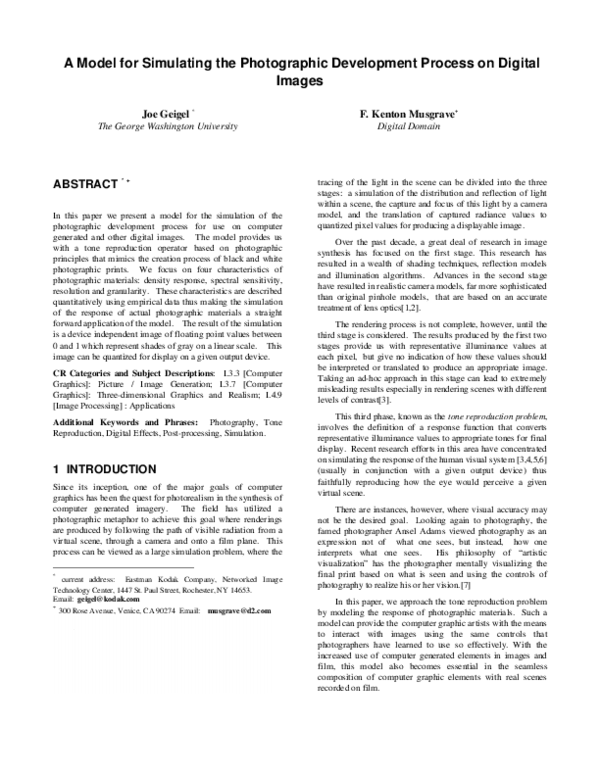 (PDF) A Model for Simulating the Photographic Development Process on ...