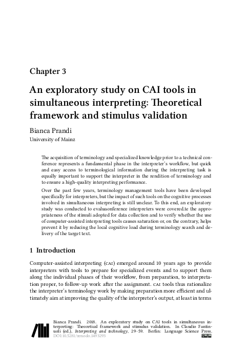 (PDF) Chapter 3 An exploratory study on CAI tools in simultaneous ...