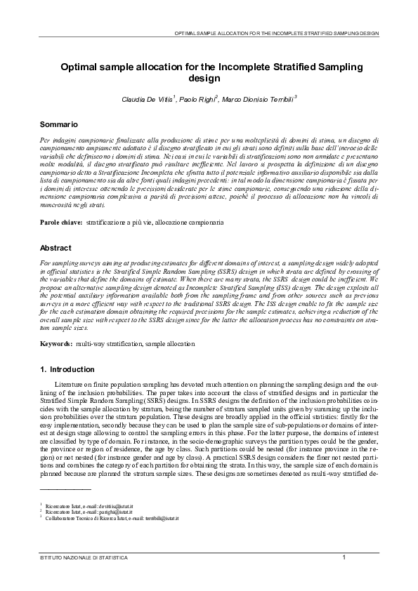 (PDF) Optimal sample allocation for the Incomplete Stratified Sampling ...