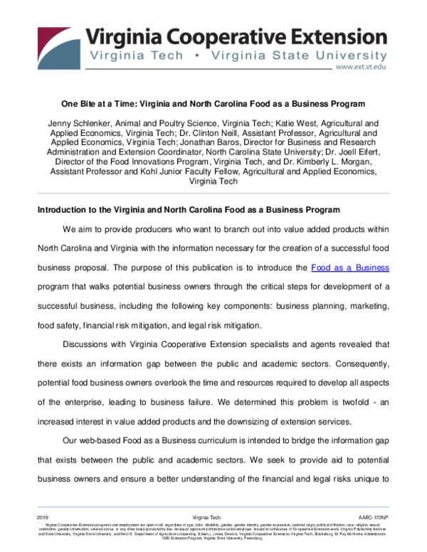 (PDF) One Bite at a Time: Virginia and North Carolina Food as a ...