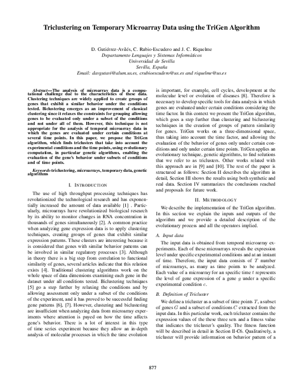 Pdf Triclustering On Temporary Microarray Data Using The Trigen Algorithm 6329