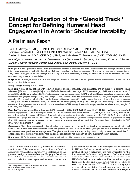 (PDF) Clinical Application of the “Glenoid Track” Concept for Defining ...