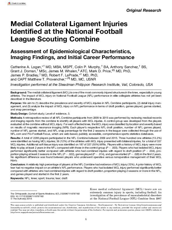 (PDF) Medial Collateral Ligament Injuries Identified at the National ...