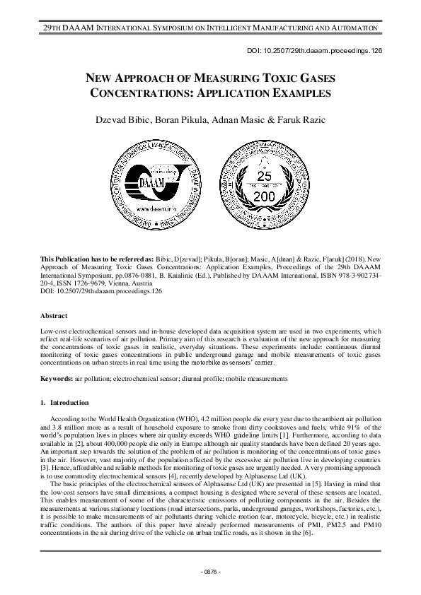 (PDF) New Approach of Measuring Toxic Gases Concentrations: Application ...