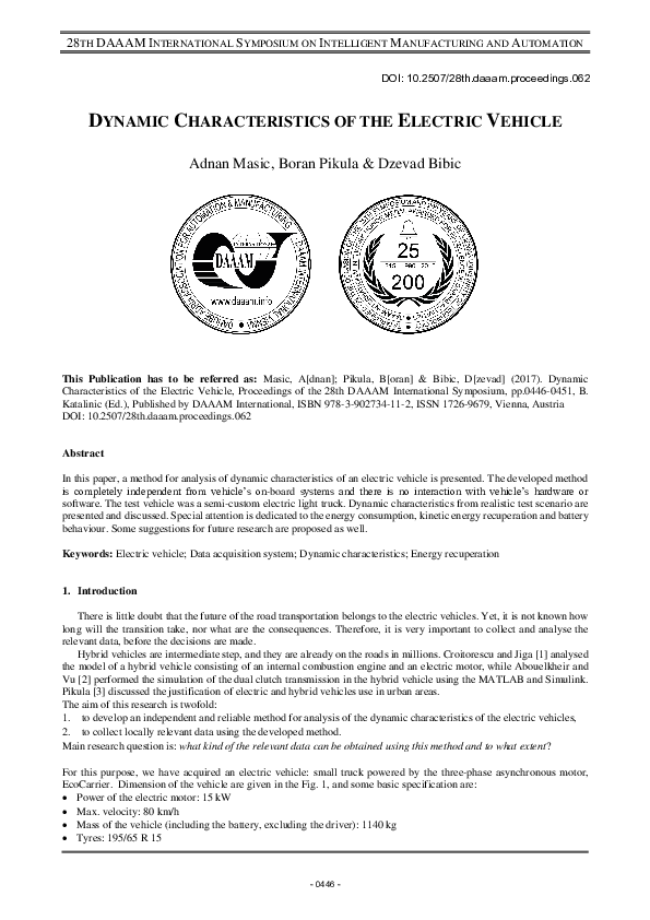 (PDF) Dynamic Characteristics of the Electric Vehicle