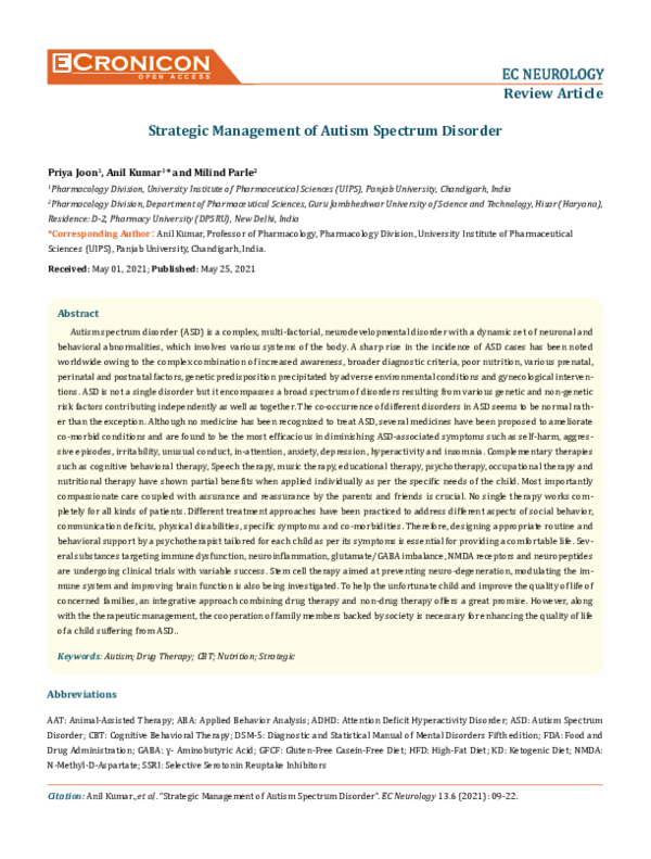 (PDF) Strategic Management of Autism Spectrum Disorder