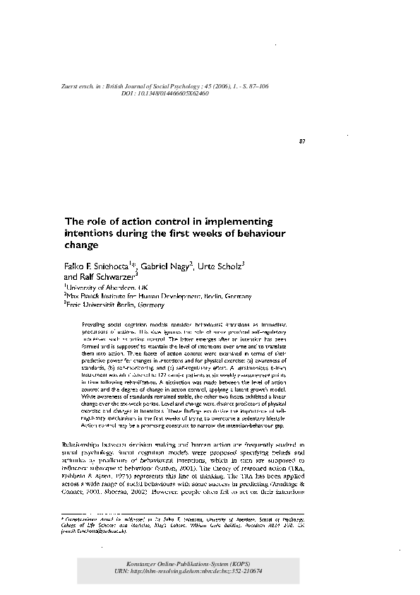 (PDF) The role of action control in implementing intentions during the ...