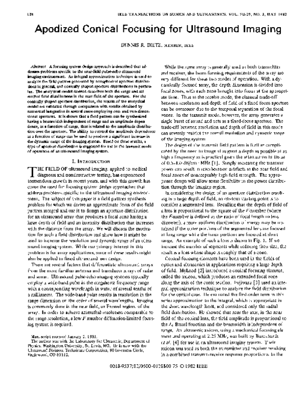 (PDF) Apodized Conical Focusing for Ultrasound Imaging | Dennis Dietz ...