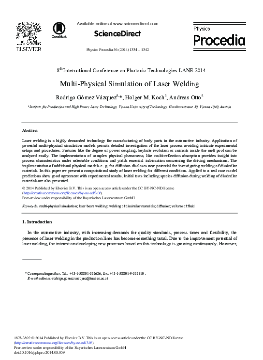 (PDF) Multi-physical Simulation of Laser Welding