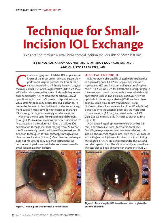 (PDF) Technique for Small-Incision IOL Exchange Explantation through a ...