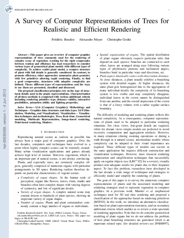 Pdf Survey On Computer Representations Of Trees For Realistic And Efficient Rendering