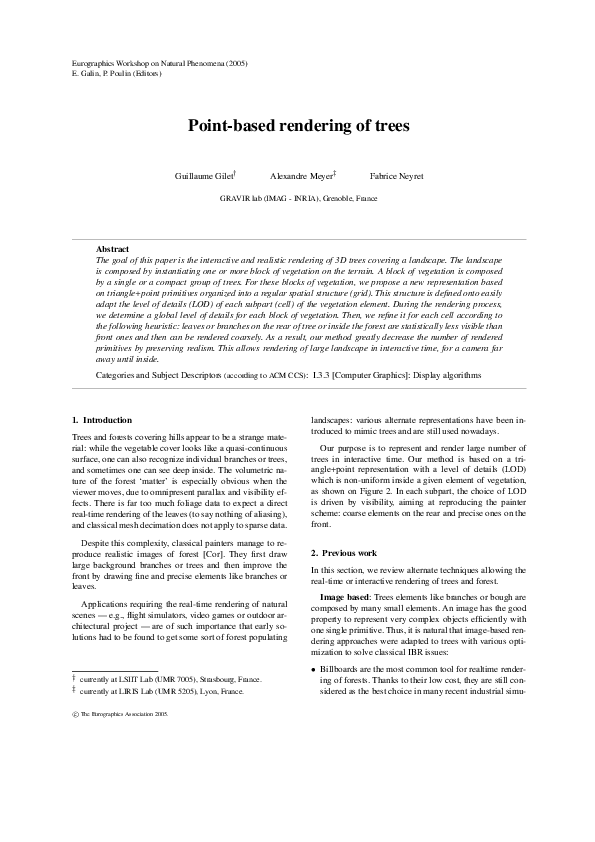 (PDF) Point-based rendering of trees