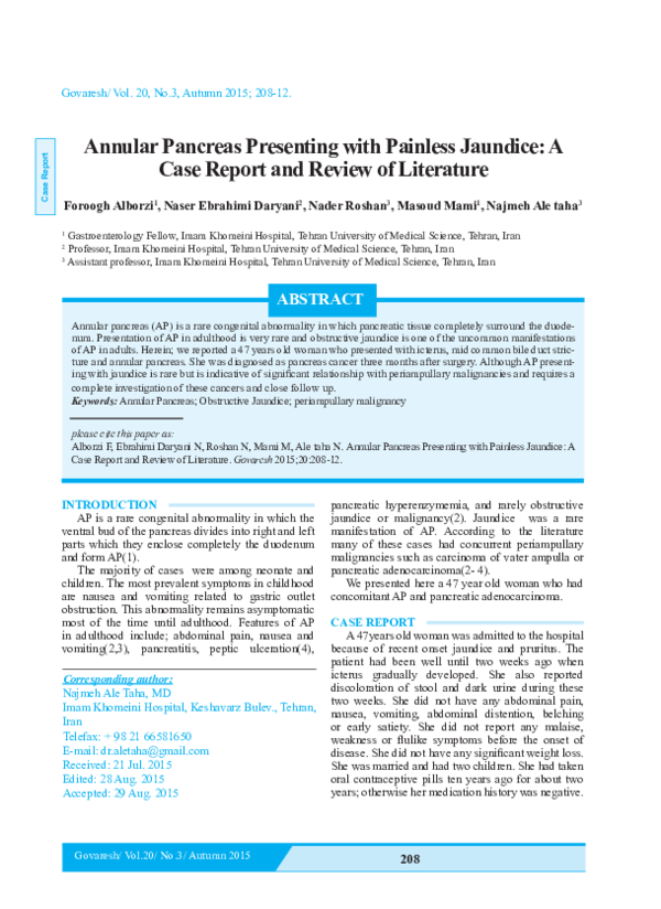 (PDF) Annular Pancreas Presenting with Painless Jaundice: A Case Report ...