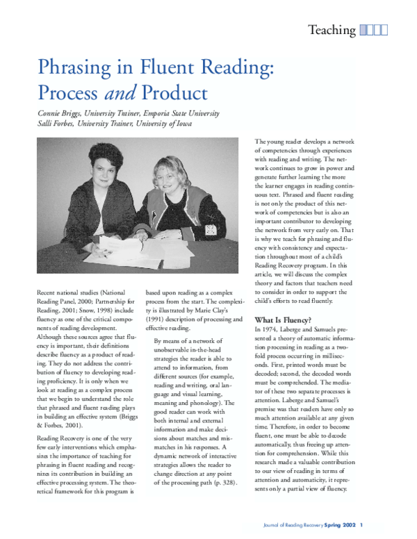(PDF) Teaching Phrasing in Fluent Reading : Process and Product