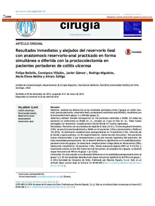 (PDF) Resultados inmediatos y alejados del reservorio ileal con ...