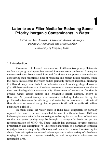 (PDF) Laterite as a filter media for reducing some priority inorganic ...