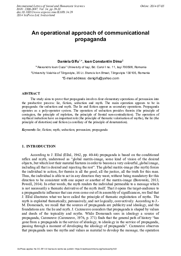 (PDF) An Operational Approach of Communicational Propaganda