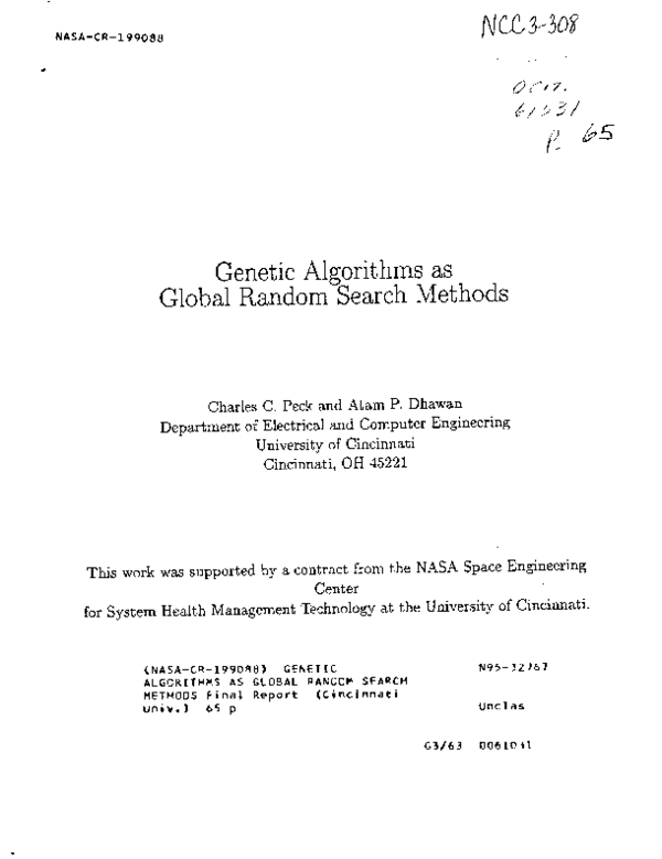 Pdf Genetic Algorithms As Global Random Search Methods An Alternative Perspective Atam