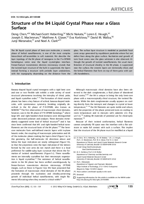 (PDF) Structure of the B4 Liquid Crystal Phase near a Glass Surface