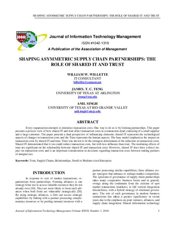 (PDF) A Publication of the Association of Management SHAPING ASYMMETRIC ...