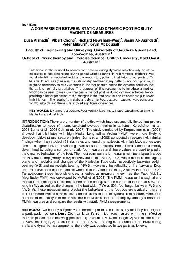 (PDF) A comparision between static and dynamic foot mobility magnitude ...