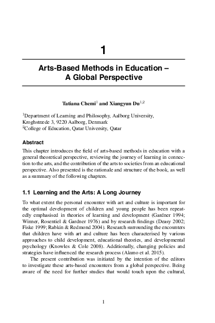 (PDF) Arts-Based Methods in Education: A Global Perspective