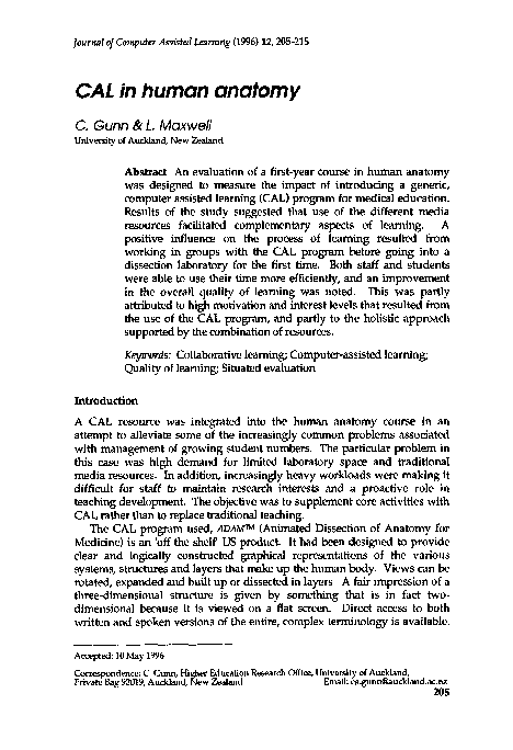 (PDF) CAL in human anatomy