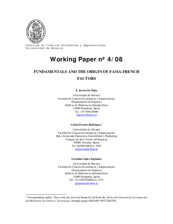 (PDF) Fundamentals and the origin of Fama-French factors