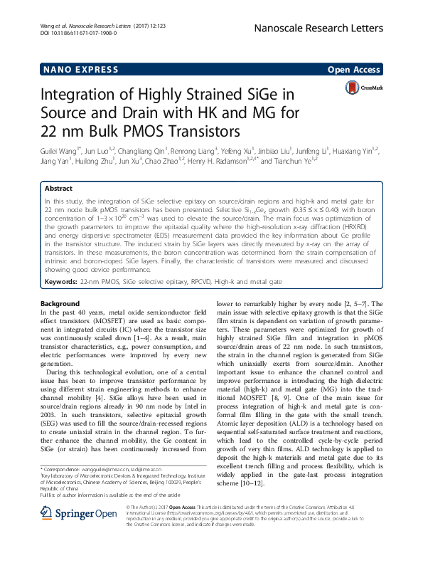 (PDF) Integration of Highly Strained SiGe in Source and Drain with HK ...