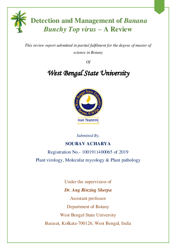 Pdf Detection And Management Of Banana Bunchy Top Virus A Review