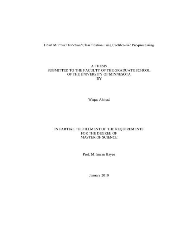 (PDF) Heart Murmur Detection/Classification Using Cochlea-like Pre-processing