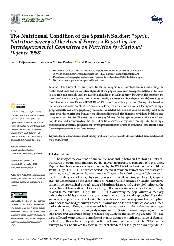 (PDF) The Nutritional Condition of the Spanish Soldier: “Spain ...