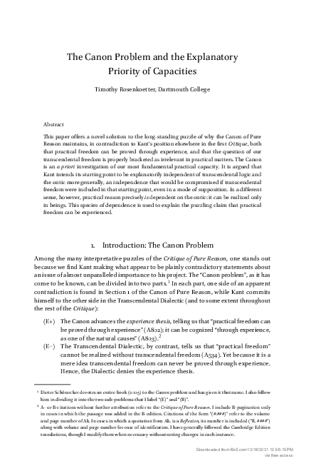 (PDF) The Canon Problem and the Explanatory Priority of Capacities